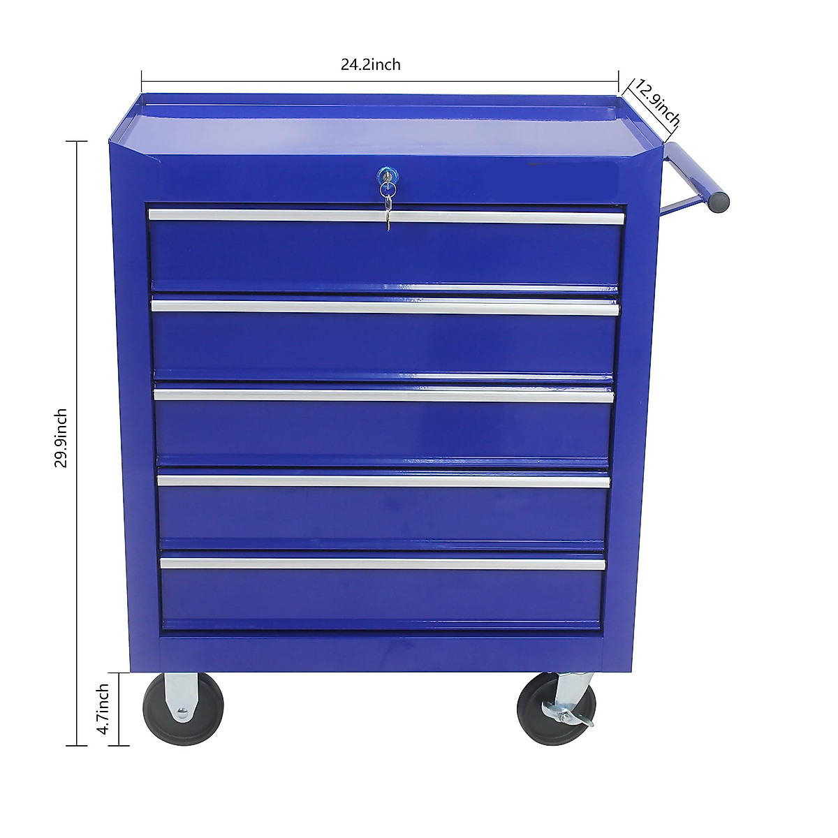 CuisinSmart Tool Chest,5 Drawers Multifunctional Tool Cart with Wheels,Metal Rolling Tool Cart Storage for Garage Workshop Warehouse Repair Shop,Blue