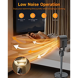 Space Heaters for Indoor Use, 30" Electric 1500W PTC Heater with Night Light Oscillation,Remote Control 3 Mode & 8H Overheat Tip-Over Protection Adjustable Height Ceramic Heater for Bedroom Office Use