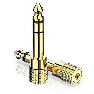DIGITNOW 6.35mm (1/4 inch) Male to 3.5mm (1/8 inch) Female Stereo Audio Adapter Converter for Guitar Headphones Amp , Gold Plated 2-Pack