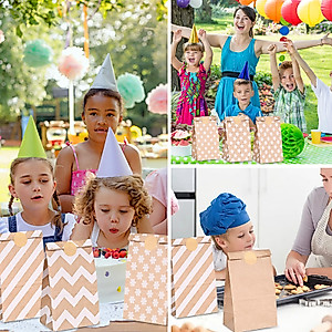 VGOODALL 24PCS Paper Bags with Stickers, Goodie Bags Party Favor Bags Polka Dot Striped Treat Bags Lunch Bags for Wedding Party Supplies