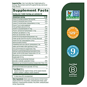 MegaFood Kids One Daily - Kids Vitamins - With Vitamin B, Vitamin C, Vitamin D & Zinc - Bone Health & Immune Support Supplement - Non-GMO, Vegetarian, Made Without 9 Food Allergens - 60 Mini Tabs