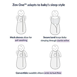 Nested Bean Zen One™ - Gently Weighted Swaddle for Babies 3-6M (13-18.5 Lbs) | Adapts for arms in/Out | Prevents startles | Aid Self-Soothing | 2-Way Zipper | Machine Washable | TOG 1.0