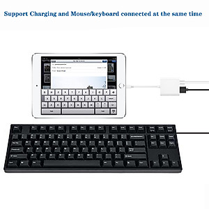 Apple Lightning to USB Camera Adapter with Charging Port, USB 3.0 OTG Cable for iPhone/iPad to Connect Card Reader, USB Flash Drive, U Disk, Keyboard, Mouse, Hubs, MIDI, Plug & Play