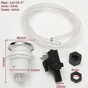Xinbalove Toilet Tank Button On/Off Push Button Switch Jetted Jet Bath Hot Tub Spa Hose Air Pool 1m Hose Air Pressure Switch Rated at 16amp 125-250V Push Button Toilet Tank Button Replacement