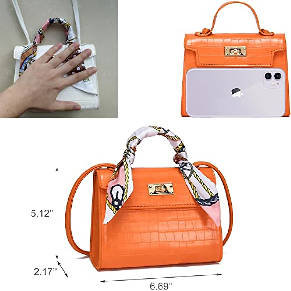 CATMICOO Mini Purses for Women Trendy Crocodile Small Handbag