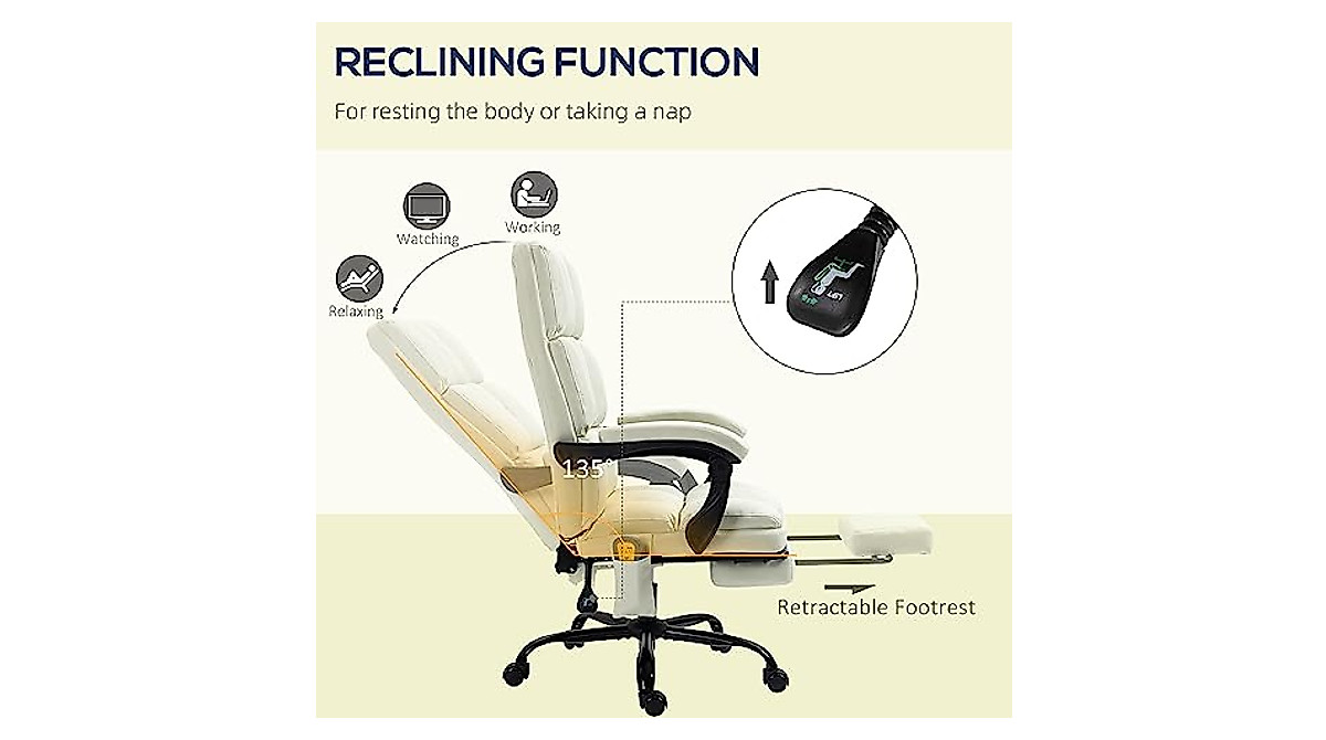Vinsetto Massage Office Chair with USB & Footrest
