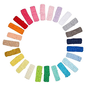 Juvale 24 Pack Crochet Headbands for Kids, Teens, Hair Accessories for Girls, 24 Assorted Colors (1.6 x 5.6 In)
