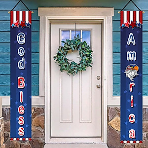 God Bless America Banner Patriotic Porch Decorations National Independence Day Hanging Flags Porch Sign American Memorial Day Party Supplies