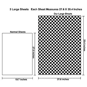 Sikiweiter Checkred Flag Wrapping Paper, 3 Large Sheets Race Car Wrapping Paper for Boys Girls, 27.6 X 39.4 Inches Per Sheet(Race Car)