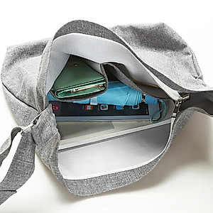 Covelin Women's Retro Large Size Canvas Shoulder Bag Hobo Crossbody Handbag Casual Tote Light Blue