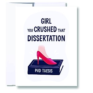 PHDOODLESHOP PhD graduation card for her with envelope | Card to celebrate the obtention of a doctorate degree and to empower women in academia