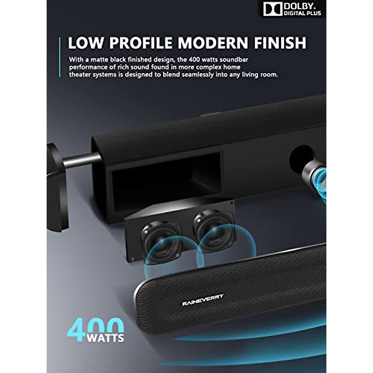 5.1 CH Surround Sound Bar with Dolby Audio, Sound Bars for TV with Wireless Subwoofer, Dolby Digital Plus, Bluetooth 5.0, Surround Sound System for Home Theater, Works with 4K & HD TVs| HDMI & Optical