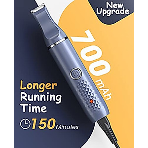 oneisall Dog Paw Trimmer for Grooming with Double Blades, Low Noise 2-Speed Small Dog Cat Grooming Clippers for Paws, Eyes, Ears, Face, Rump (Blue)