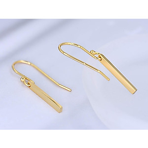 Skinny Gold Bar Earrings Slim Minimalist Earrings 18K Gold Plated Sterling Silver