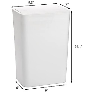 Fasmov Trash Can, 2 Pack 15 Liter / 4 Gallon Plastic Garbage Container Bin with Press Top Lid, Waste Basket for Kitchen, Bathroom, Living Room, Office, Narrow Place (White + Blue)