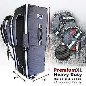 Backpackio Laundry Backpack Duffle | XL Heavy Duty Laundry Bag | Military Style
