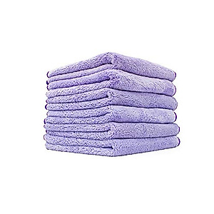 The Rag Company - Minx Royale - Professional Microfiber Detailing Towels, Premium 70/30 Blend, Super Plush, Rinseless & Waterless Wash, Buffing & Polishing, 400gsm, 16in x 16in, Lavender (6-Pack)