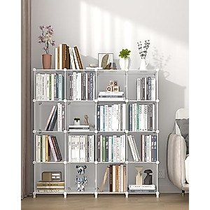 FUNLAX Cube Storage Shelf, 9 Storage Cubes Closet Organizers and Storage Portable Cube Storage Organizer Plastic Bookshelf Bookcase for Study Room, Bedroom, Office, White