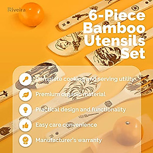 Riveira Star War Gifts Home Decor Wooden Spoons For Cooking Utensils Set 6-piece Starwars Gifts Kitchen Utensils Spatulas For Nonstick Cookware Gift House Warming Presents Fun Finds For Men And Women