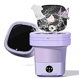 Portable Washing Machine, 11L Upgraded Large Capacity Mini Washer, Small Washing Machine for Apartments, Travel Laundry, Camping, RV, Dorm (Purple)