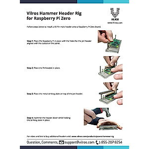 Vilros 40 Pin Hammer-in Pin Header for Raspberry Pi Zero with Install Rig---Easy Pinheader Installation Solution for a Raspberry Pi Zero----No Soldering Required