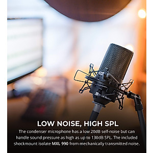 MXL 990 Condenser Microphone for Podcasting, Singing, Home Studio Recording, Gaming & Streaming | Detailed Sound | XLR | Large Diaphragm (Blackout)
