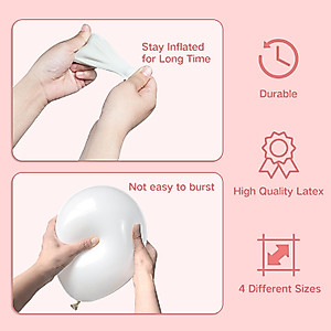 KAWKALSH 134pcs White Balloons Different Sizes for Garland Arch, Premium Party Latex Balloons for Birthday Party Graduation Wedding Anniversary Baby Shower Party Decoration