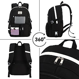 VIRTUREVI Girls Backpack for School Backapck for Teen Girls Waterproof School Bag BookBag for Girls Black