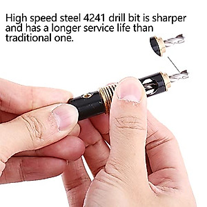 Watris Veiyi Self Centering Hinge Drill, Centering Bits, Hex Shank Center Drill Bit Set, Center Hole Bit, Door Window Cabinet Centering Drill Bits Hinge Opening Tool(5mm&1/4")