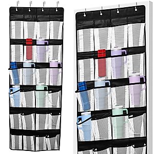 NINEFOX 24 Pockets for Stanley Cup Organizer, Rain Cup Organizer for Stanley Cup, with Hooks, Foldable, for Home, Kitchen, Classroom, 32*27*2.5cm, Black, 22359885