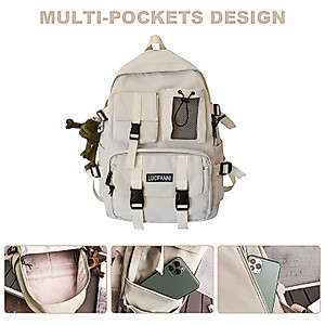 MINGPINHUIUS College Backpack School Bag for Women Men Lightweight Book Bag Travel Rucksack Waterproof Casual Daypack Laptop Backpack Bookbag for School (White)