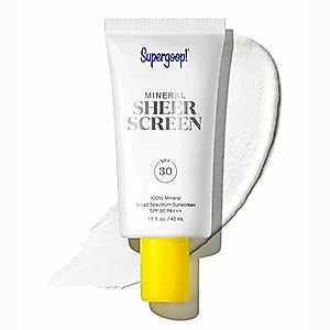 Supergoop! Mineral Sheerscreen SPF 30 PA+++, 1.5 fl oz - 100% Mineral, Broad Spectrum Face Sunscreen + Primer + Helps Filter Blue Light - Satin Finish - For All Skin Types