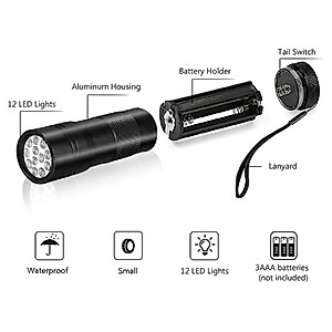 Optimal Shop 6 Pack UV Blacklight 12 LED Flashlight Torch Light Outdoors Etc(6 Pack 12 LED)