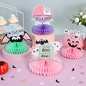 A Baby is Brewing Halloween Baby Shower Decorations - 8 pack Halloween Honeycomb Centerpiece, Pink and Purple Pastel Halloween A Little Boo is Almost Due Baby Shower Decorations for Girl