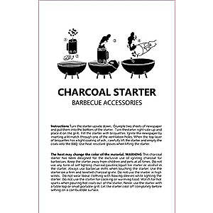 11" H X 7" D Grill Barbecue BBQ Galvanized Steel Metal Charcoal Chimney Starter for Grilling Outdoor Cooking/Camping Accessories