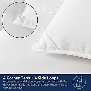 Downmemory King Comforter - All Season White Down Alternative Comforter with Corner Tabs and Side Loops,Fluffy Soft Noiseless Duvet Insert Machine Washable-106x90 Inches