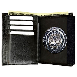 Police Badge Holder Genuine Leather Style - mw2515TABlack,Black,One Size
