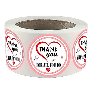 YOUOK Healthcare Workers Thank You Sticker,1.5 inch Thank You for All You Do Healthcare Workers Labels for Nurses,Doctors EMTs Essential Workers,Gift Card Set with Envelopes (500 Pcs)