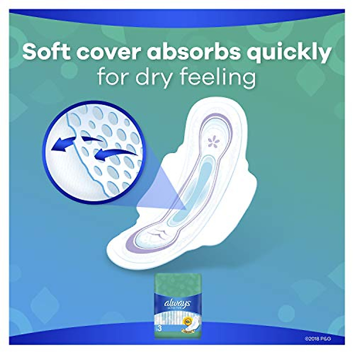 Always Ultra Thin Size 3 Extra Long Super Pads with Wings Unscented, 28 Count