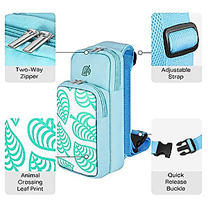 TNP Switch Bag, Travel Bag Compatible with Nintendo Switch & Switch Lite - Shoulder Bag Travel Case Cute Portable Carrying Backpack for Animal Crossing Games Accessories Console & Dock Charger - Blue