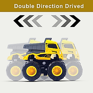 Construction Truck Toys for Boys, 4 Pack Pull Back Cars with Excavator, Mixer, Crane & Dump Trucks, Friction Powered Cars Pull and Go Toys, Kids Party Favors Gifts for Boys & Girls for Age 3+