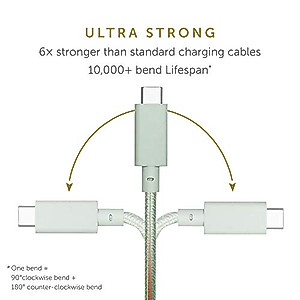 Native Union Type-C Desk Cable – USB-C to USB-C 8ft Ultra-Strong Non-Slip Charging Cable with Anchor Weight Compatible with iPhone 16, 15, MacBook Pro 13" M1/ M2, Air 13"/15", Surface Go 3 (Sage)