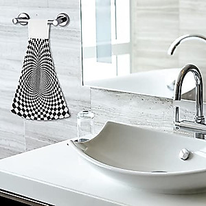 Sletend Hanging Kitchen Towel with Loop Black White Case Hand Towel 2 Pcs Soft Microfiber Coral Velvet Tie Towel Decor for Bathroom Laundry Room Decor