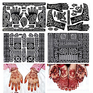 Henna tattoo kit,Indian Temporary Tattoo Stencils Glitter Airbrushing Diy Henna Tattoo Stencils Henna Body Art Templates, Hands Feet Leg Arm Tattoo Stickers