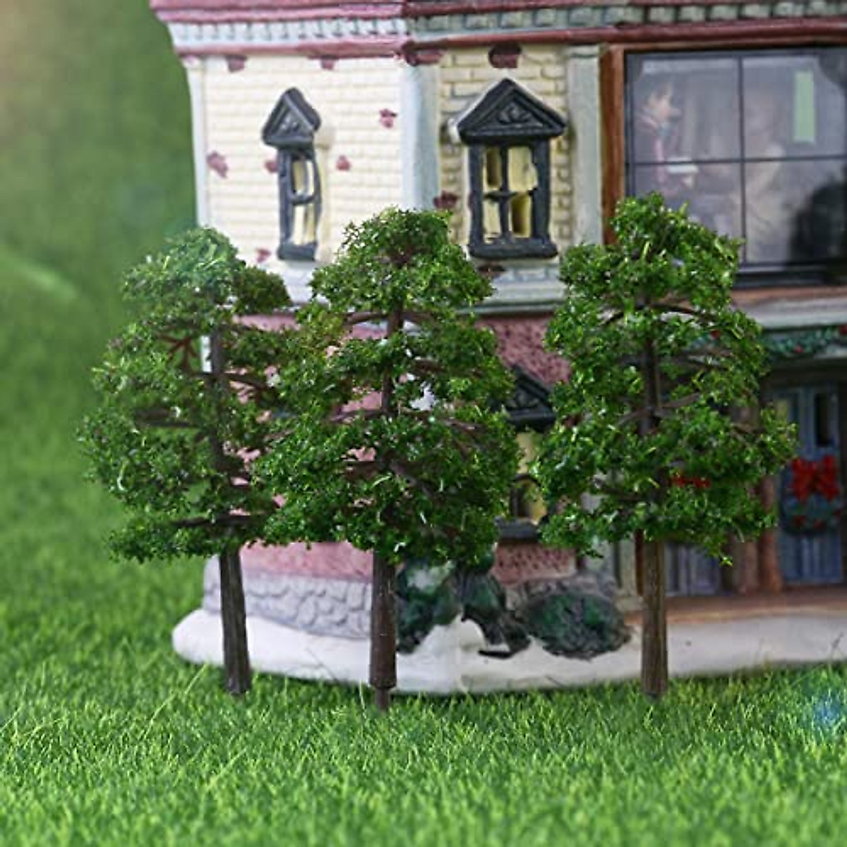 Wakauto Plastic Model Trees Scenery Model, 20pcs Simulation Trees Durable Imitation 9CM Architectural Landscape Tree Model Scenery for Garden Pot Office