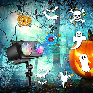 Halloween Christmas Projector Lights, COOLWUFAN Upgrade Waterproof Outdoor Indoor Holiday Projector Lights with Remote and 20 HD Effects (3D Ocean Wave + Patterns) for Xmas Halloween Party Yard Decor