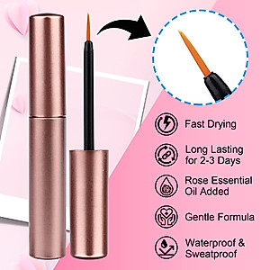 wiwoseo Natural Wispy Fluffy Lashes with Glue Cat Eyes Mink Lashes Clear Band Eyelashes with Glue Kit Russian Strip Lashes Natural Look False Eyelashes Extension Strip Lashes D Curly 7 Pairs Pack