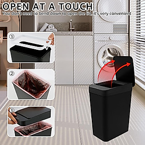 KTZCTPCA Smart Trash Can, Small Garbage Can with Lid, Touchless Waste Basket with Motion Sensor, Slim Dog Proof Trashcan,Trash Bin for Kitchen Office Living Room Toilet Bedroom RV (Black)