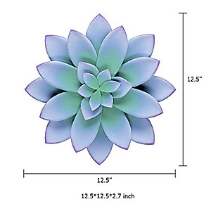 John's Studio Metal Flower Wall Decor Iron Succulent Sculpture Floral Hanging Art Decoration for Indoor Outdoor Home Garden Patio Bedroom Living Room -12.2 Inches Purple