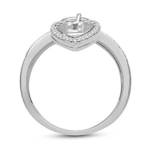 Jewelili Sterling Silver 1/8 Cttw Natural White Round Diamond Ring, Size 7